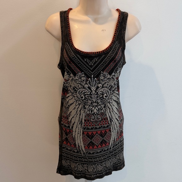 Vocal | Tops | Vintage Vocal Embellishment Patterned Tank Top Cristal ...